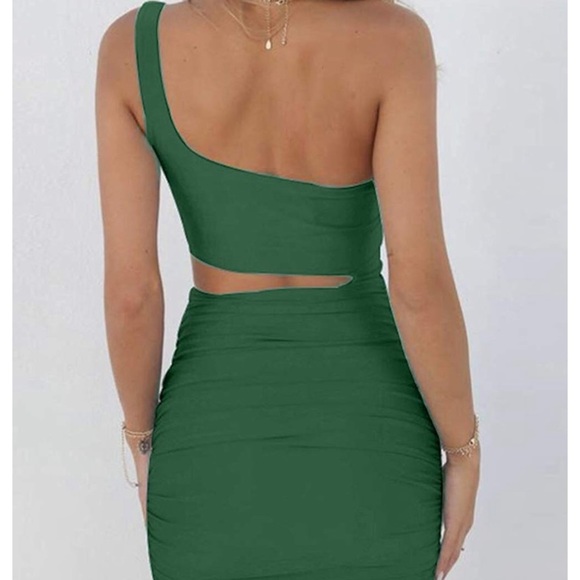 Dresses | Green Sleeveless Cutout Ruched Bodycon Mini Dress | Poshmark